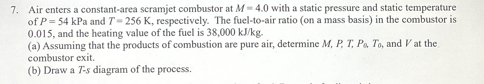 Solved Air enters a constant-area scramjet combustor at | Chegg.com