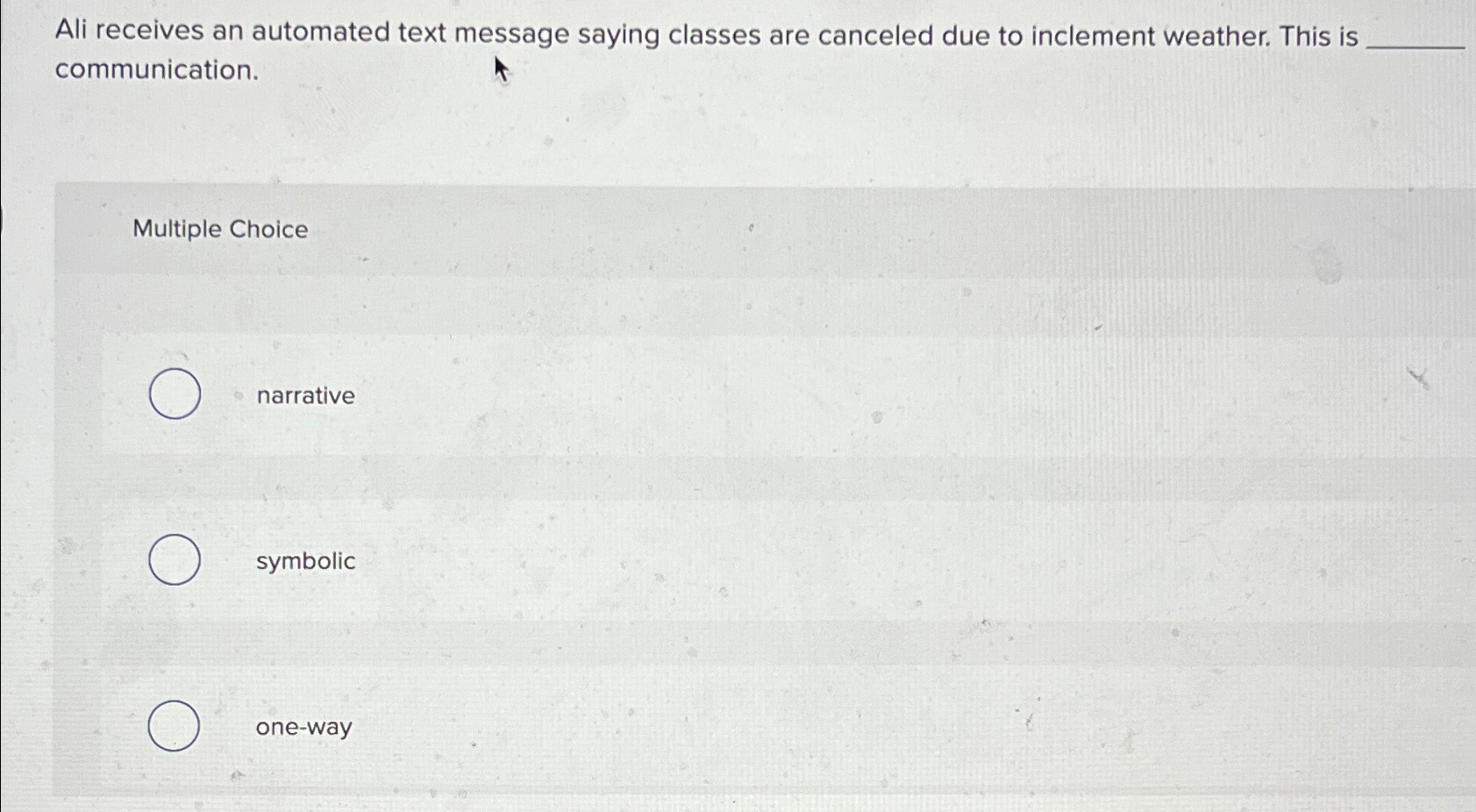 Solved Ali receives an automated text message saying classes | Chegg.com