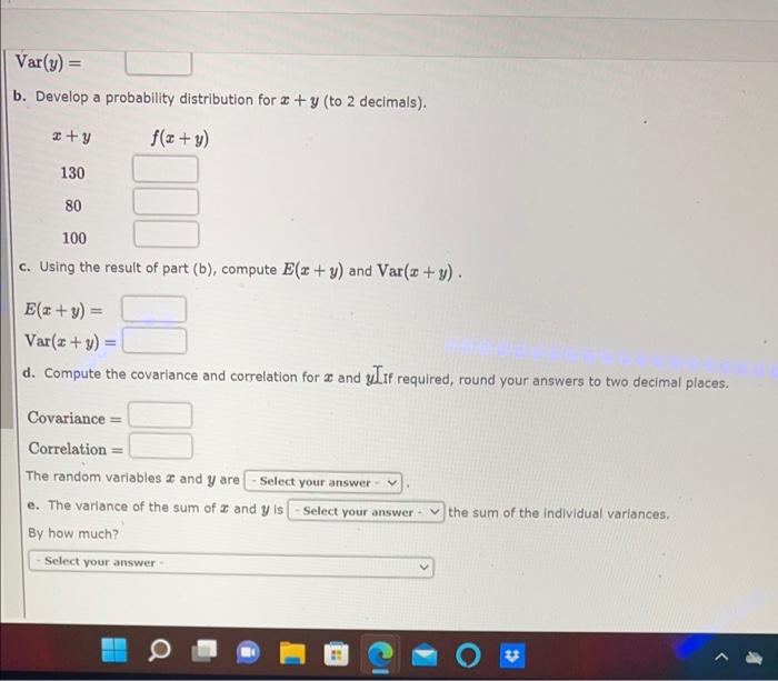 Solved Exercise 05.25 (Bivariate Distributions, Covariance, | Chegg.com