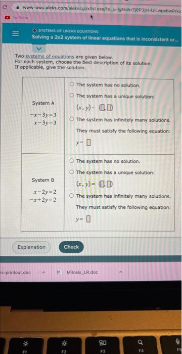 Solved Solving A 2×2 System Of Linear Equations That Is 0251