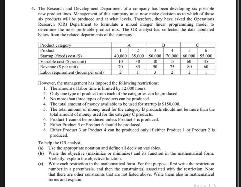 Solved The Research and Development Department of a company | Chegg.com