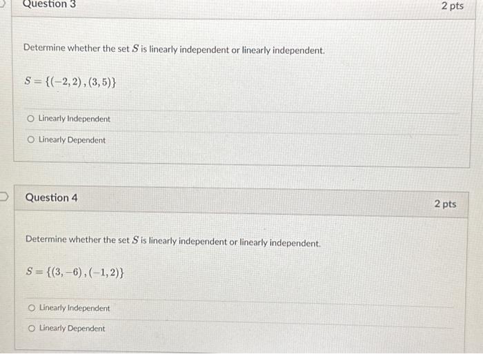 Solved Determine whether the set S is linearly independent | Chegg.com