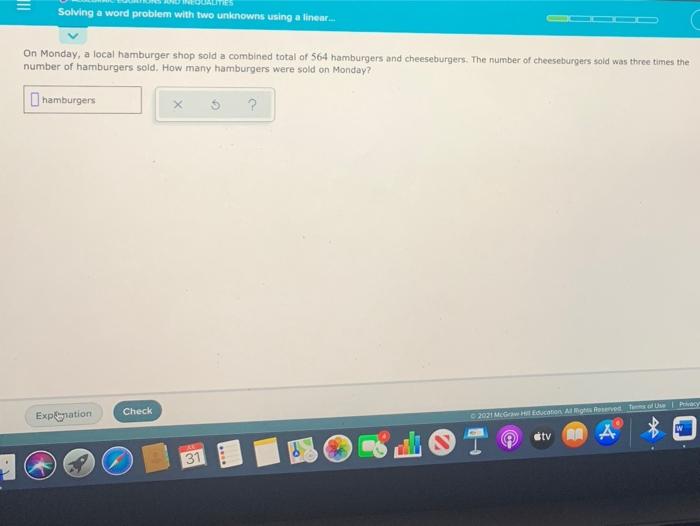 Solved Solving a word problem with two unknowns using a | Chegg.com