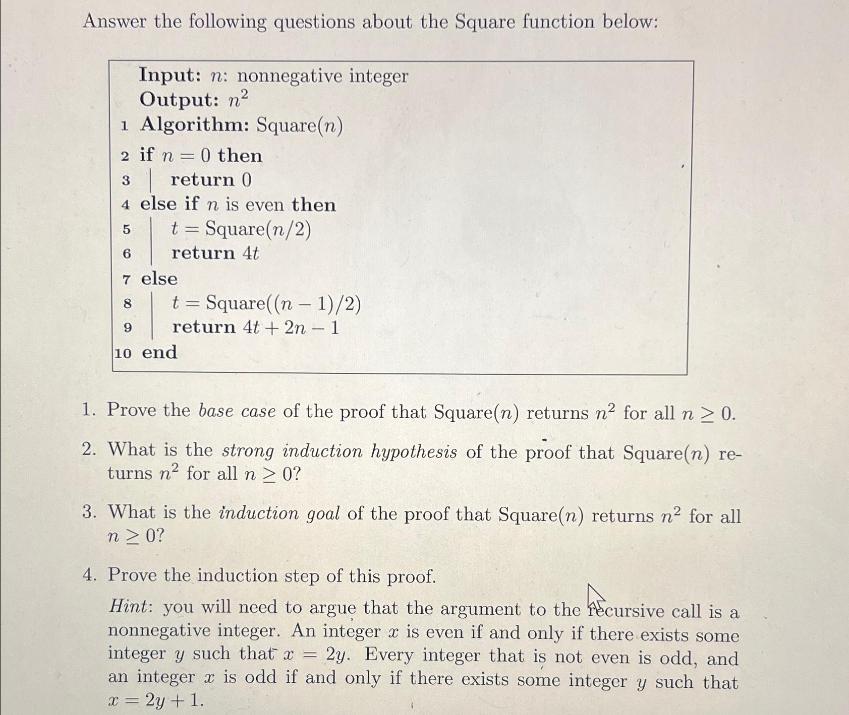 Solved Answer the following questions about the Square | Chegg.com