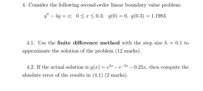 Solved 4. Consider the following second-order linear | Chegg.com