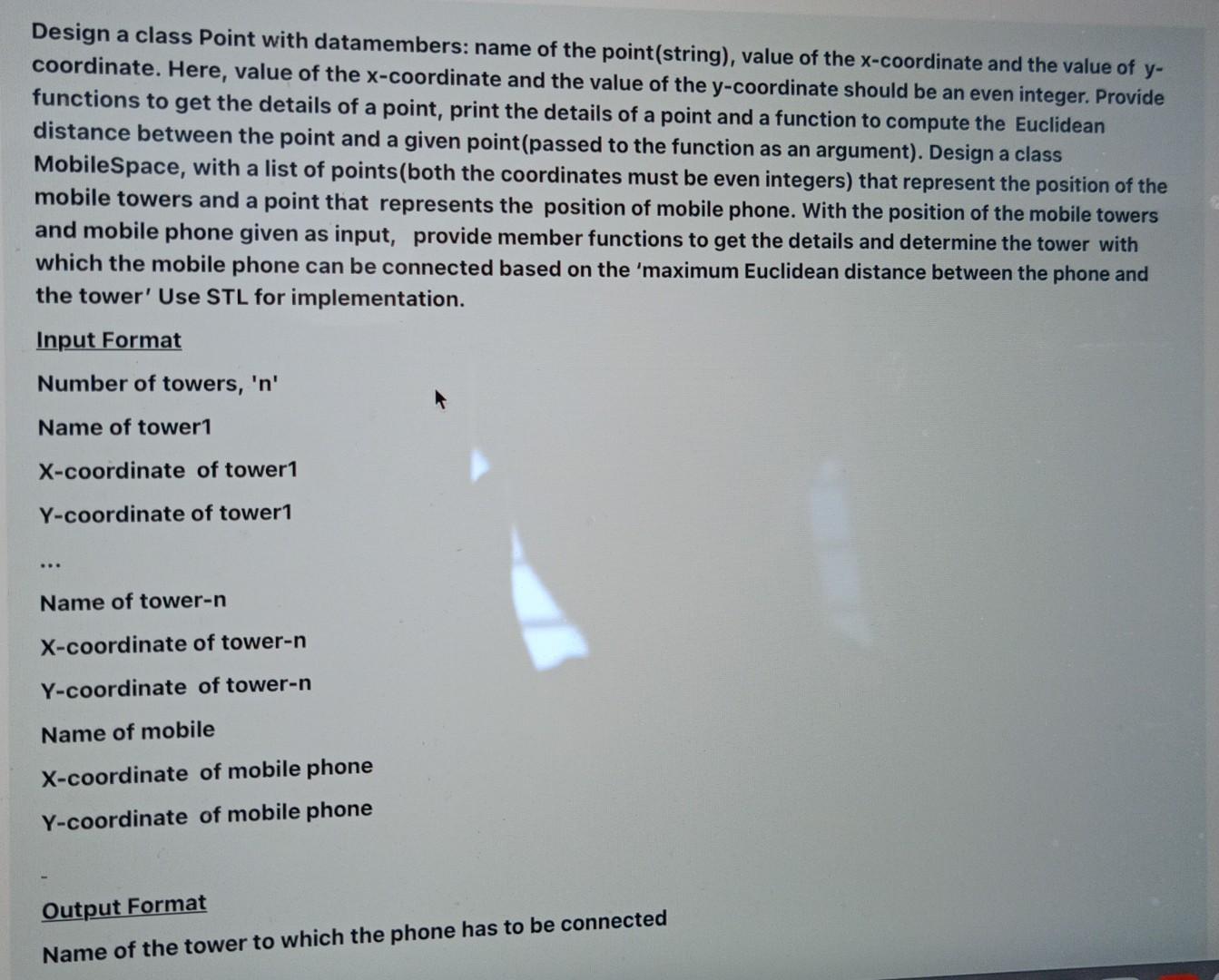 Solved Design a class Point with datamembers: name of the | Chegg.com