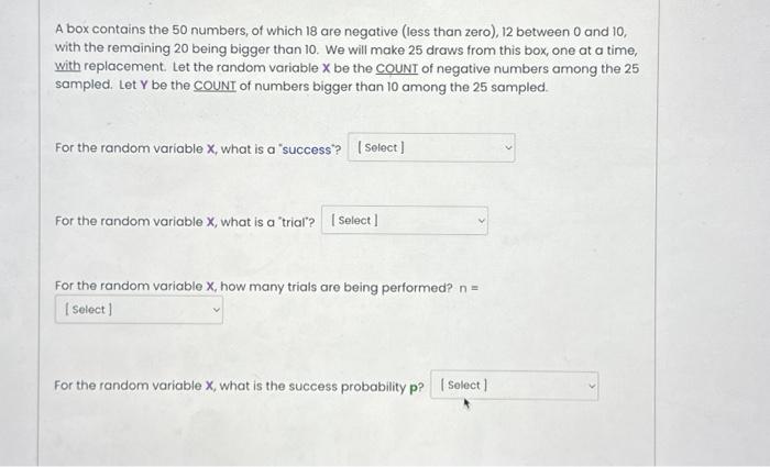 Solved and 10, A box contains the 50 numbers, of which 18 | Chegg.com