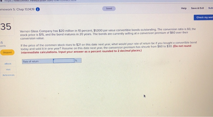 Solved mework 5: Chap 13,14,19 Saved Help Save & Exit Sub | Chegg.com