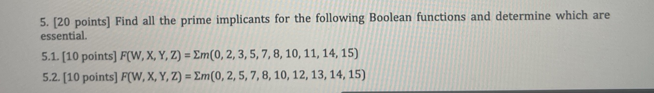 Solved [20 ﻿points] ﻿Find all the prime implicants for the | Chegg.com
