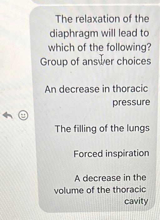 Solved The relaxation of the diaphragm will lead to which of | Chegg.com