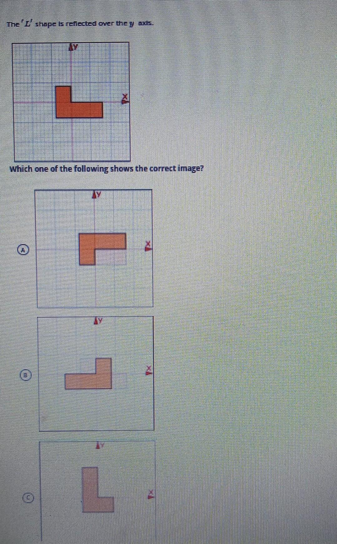 Solved The 'L' shape is reflected over the y-axis. Which of | Chegg.com