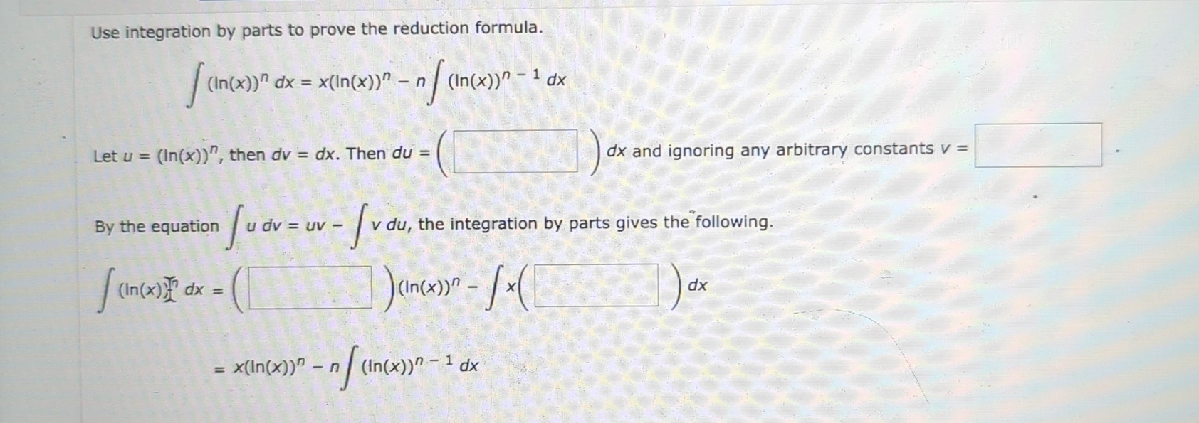 Solved Use integration by parts to prove the reduction | Chegg.com