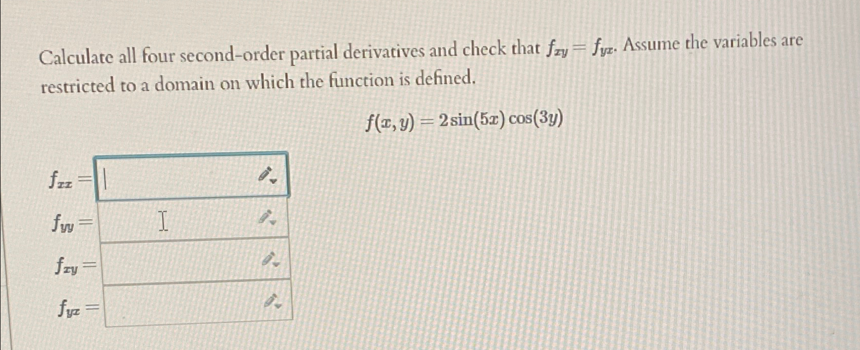 Solved Calculate all four second-order partial derivatives | Chegg.com