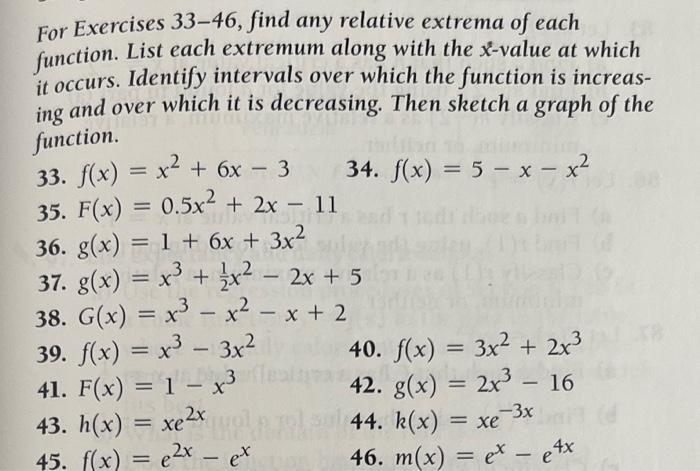 Solved For Exercises 33-46, find any relative extrema of | Chegg.com