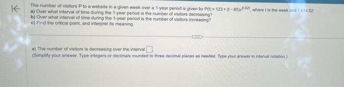 Solved The number of visitors P to a website in a given week | Chegg.com
