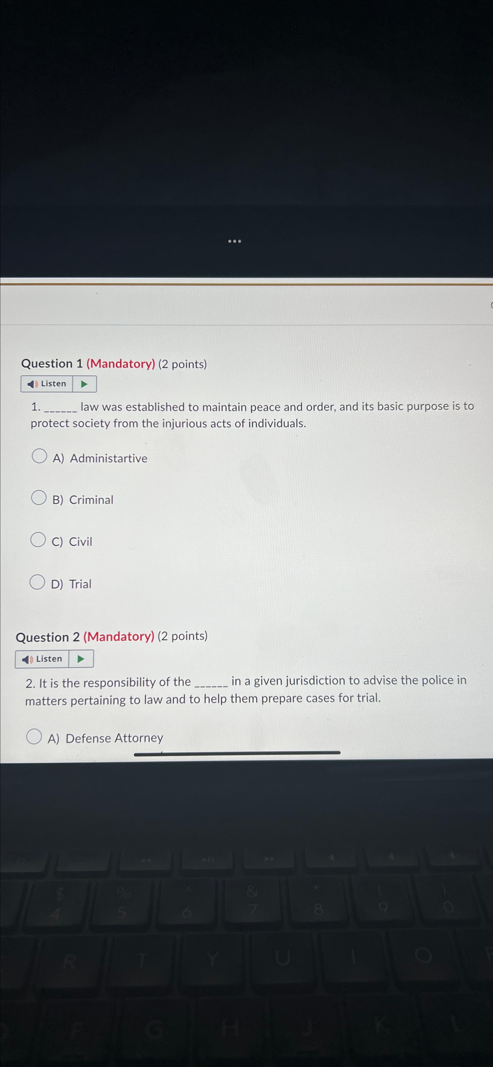 Solved Question 1 (Mandatory) (2 ﻿points)law was established | Chegg.com