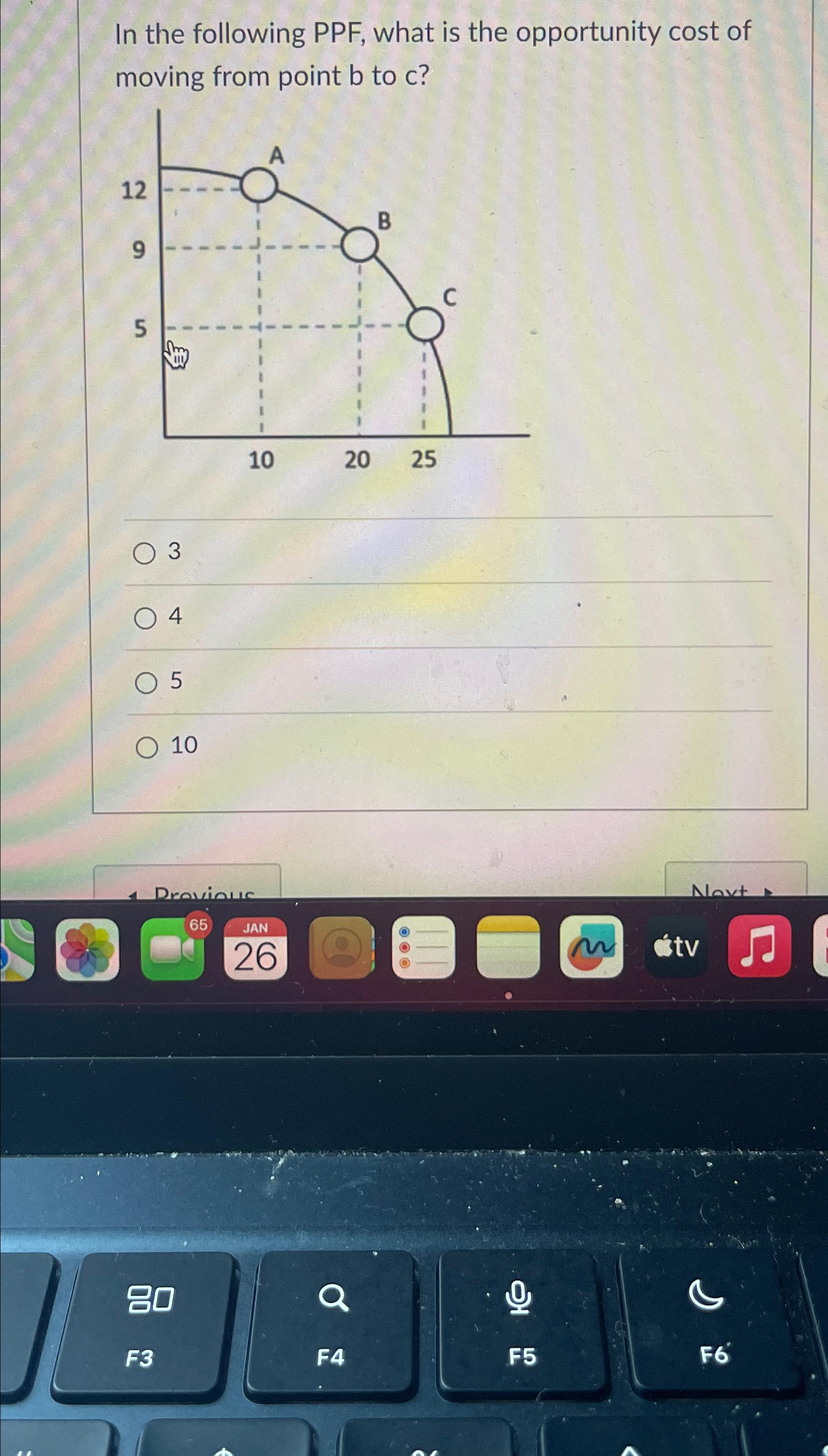 Solved In the following PPF, ﻿what is the opportunity cost | Chegg.com