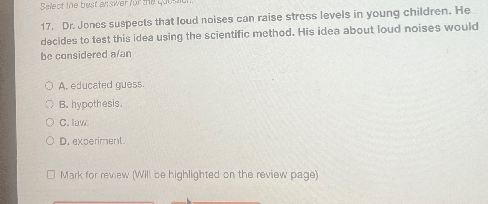 Solved Dr. ﻿Jones suspects that loud noises can raise stress | Chegg.com