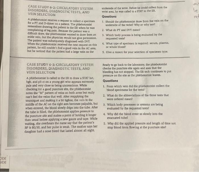 Solved CASE STUDY 6-2: CIRCULATORY SYSTEM DISORDERS, | Chegg.com