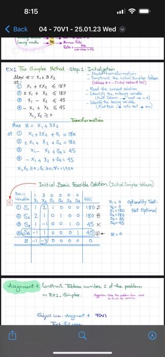 Solved Assignment 4: Construct Tableau number 2 of the | Chegg.com
