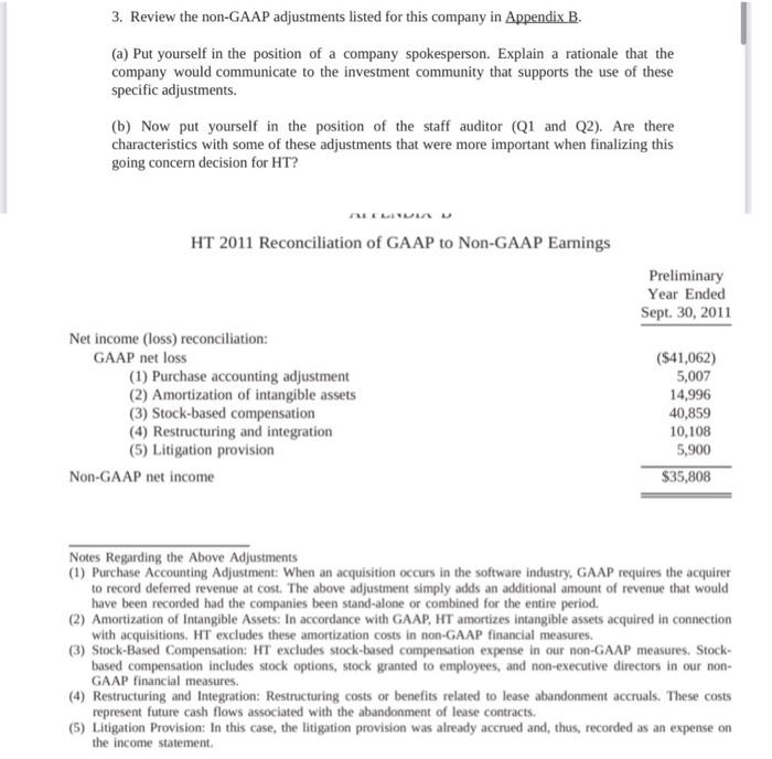 3. Review the non-GAAP adjustments listed for this | Chegg.com