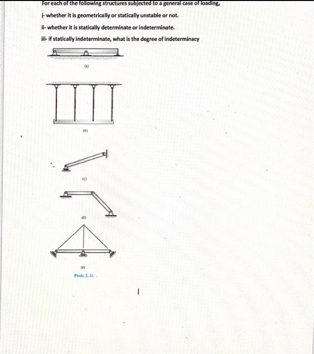 Solved 2-14 classify each of the structures as statically | Chegg.com
