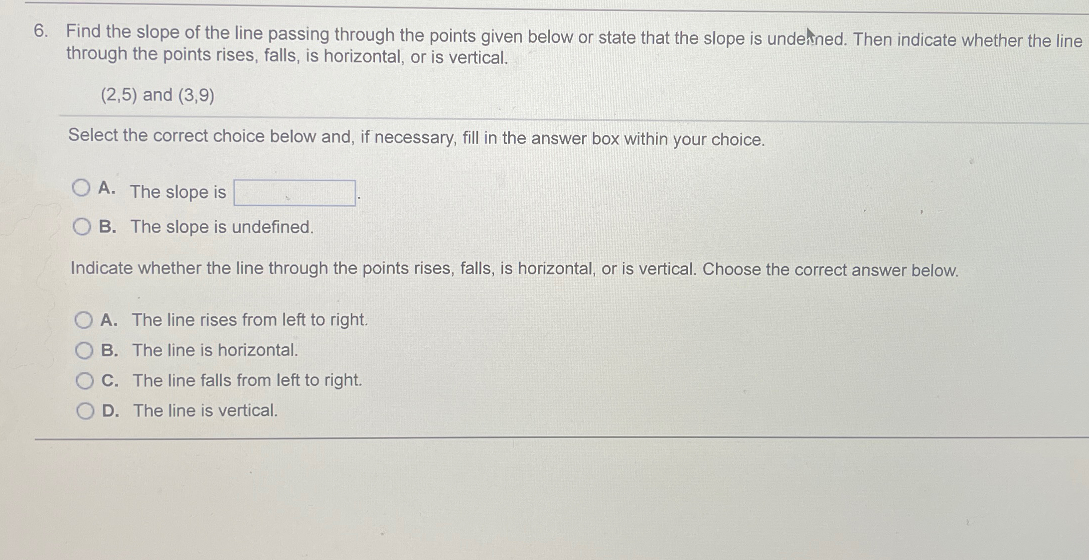 Find the slope of the line passing through the points | Chegg.com
