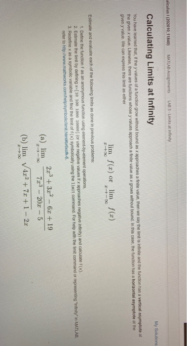 Solved alculus (202010_11840) MATLAB Assignments LAB 3 | Chegg.com