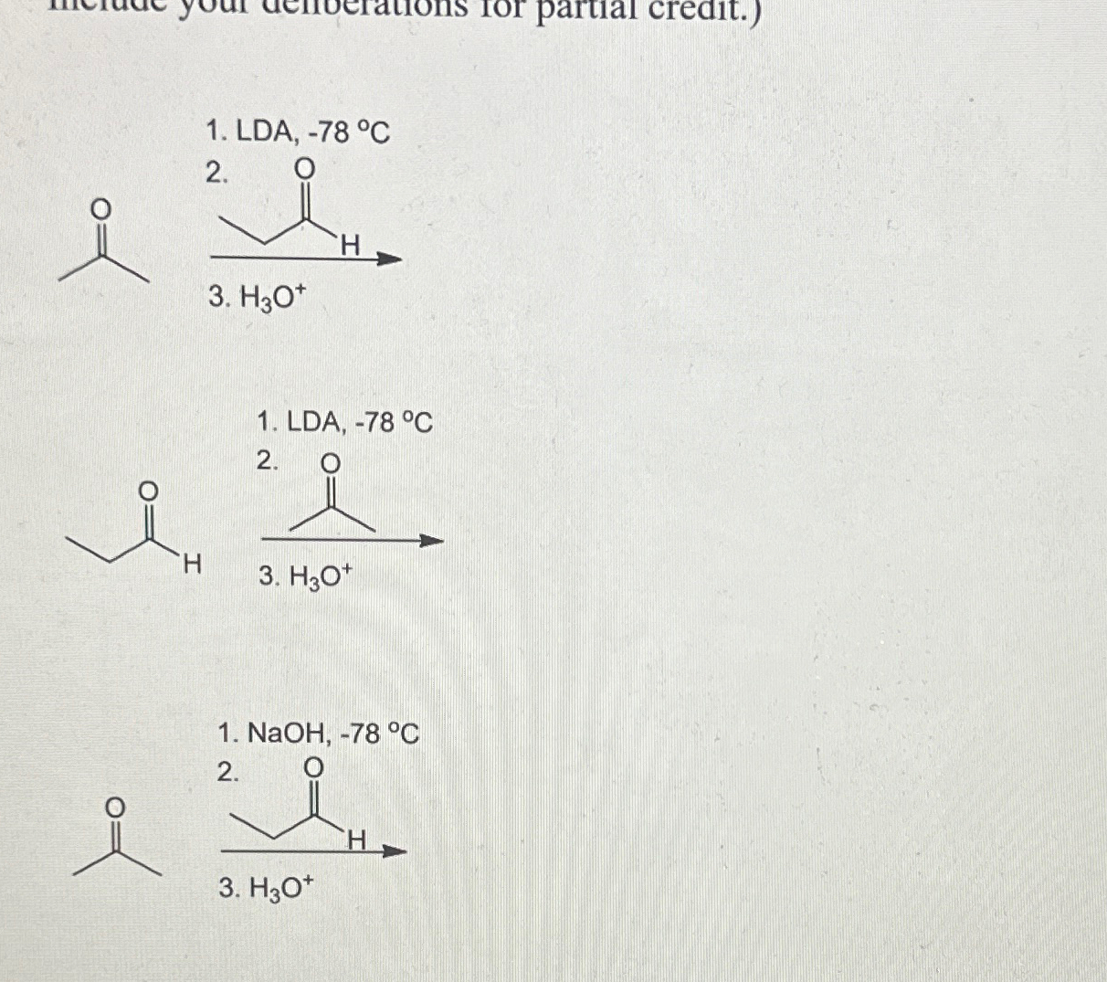 Solved LDA, -78°CH3O+LDA, -78°CNaOH,-78°CH3O+ | Chegg.com