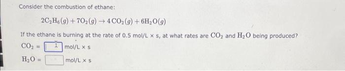 Solved Consider the combustion of ethane: | Chegg.com
