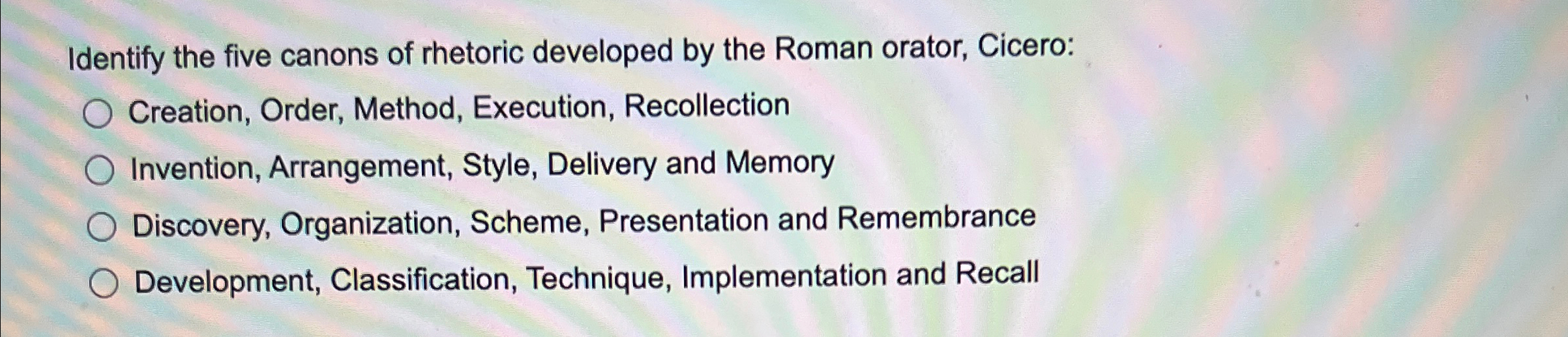 Solved Identify the five canons of rhetoric developed by the | Chegg.com