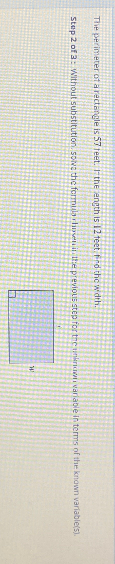 Solved The perimeter of a rectangle is 57 ﻿feet. If the | Chegg.com