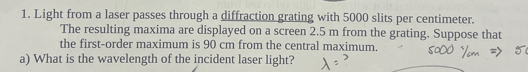 Solved Light from a laser passes through a diffraction | Chegg.com