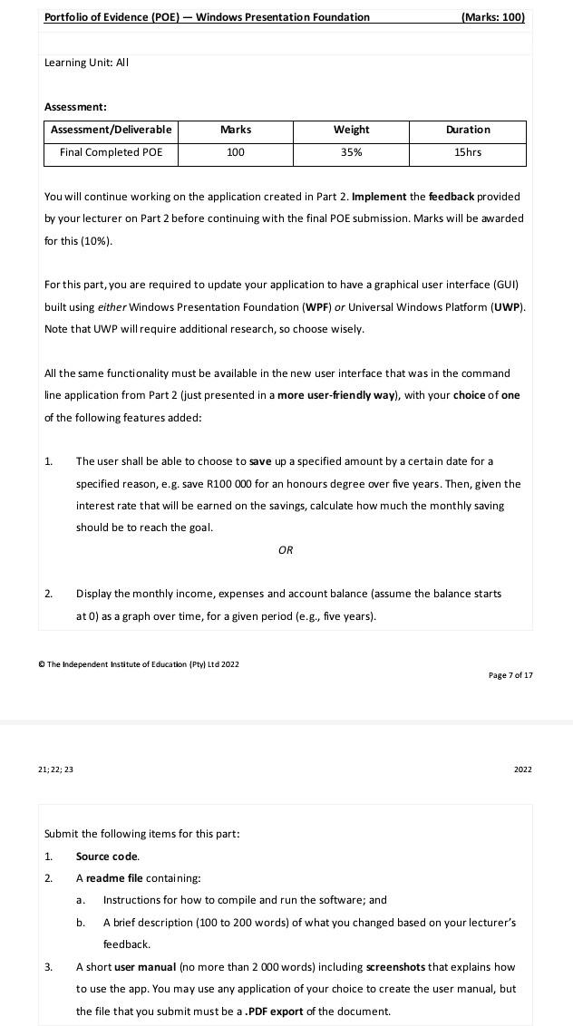 [Solved]: Portfolio of Evidence (POE) - Windows Presenta