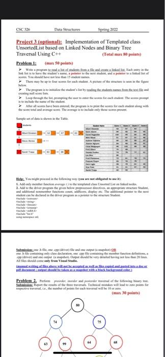 Solved CSC 326 Data Structures Spring 2022 Project 3 | Chegg.com