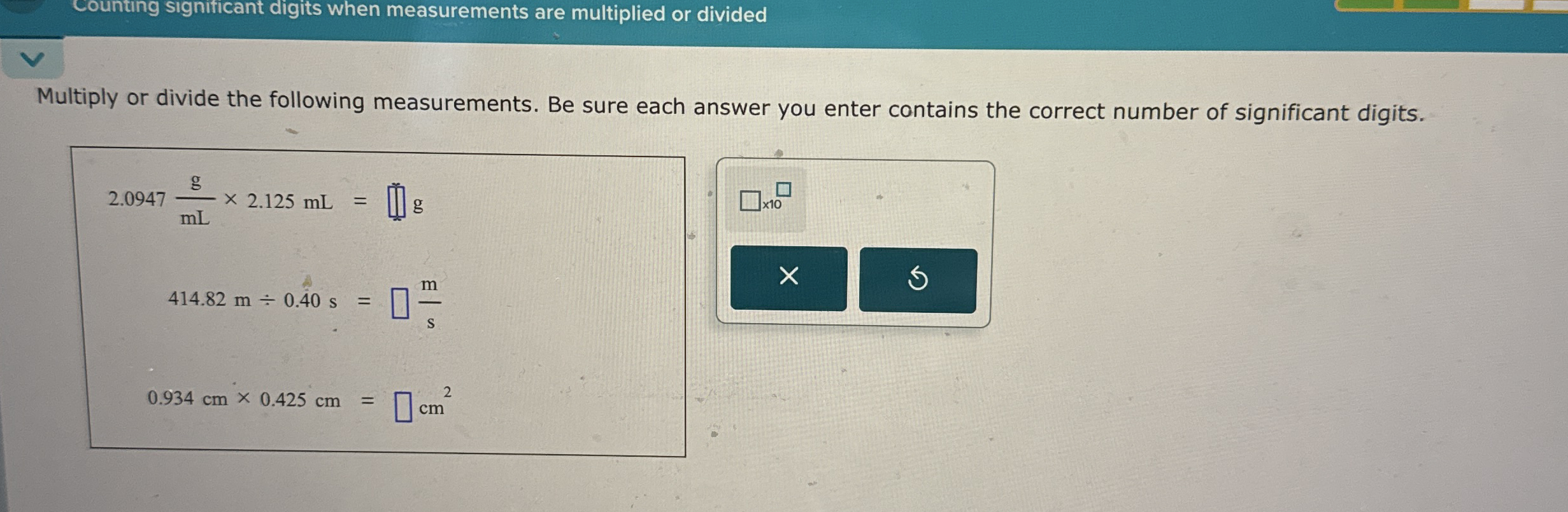 Counting significant digits when measurements are | Chegg.com