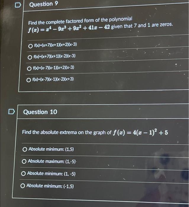Solved Find the complete factored form of the polynomial | Chegg.com