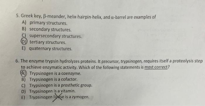 Solved 5. Greek key, β-meander, helix-hairpin-helix, and | Chegg.com