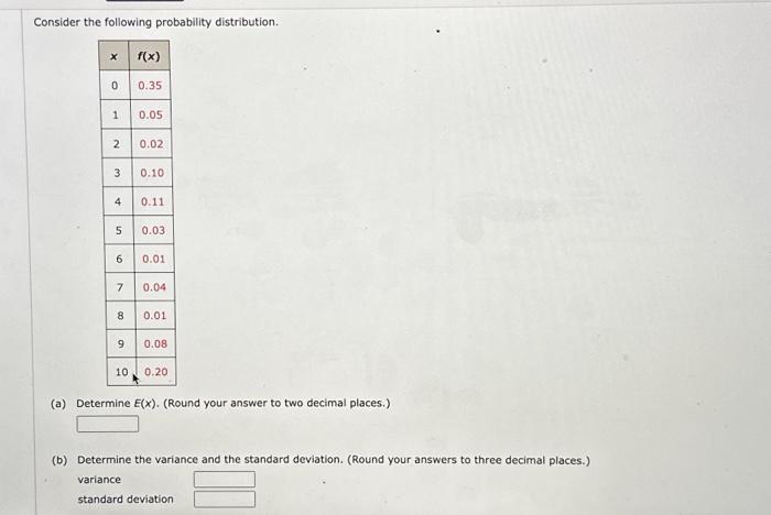 Solved Consider the following probability distribution. X 0 | Chegg.com