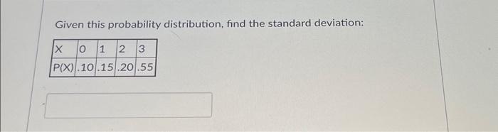 Solved Given this probability distribution, find the | Chegg.com