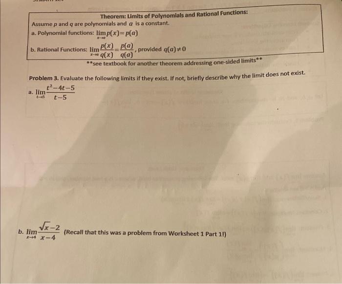 Solved Theorem: Limits of Polynomlals and Rational | Chegg.com
