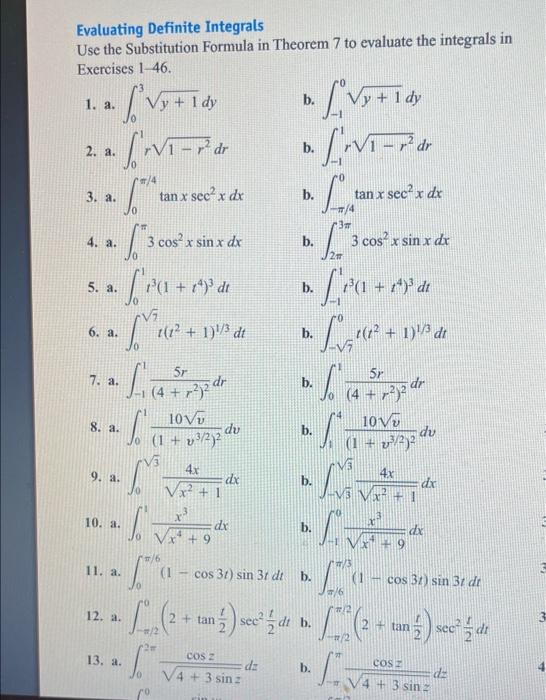Solved Evaluating Definite Integrals Use the Substitution | Chegg.com