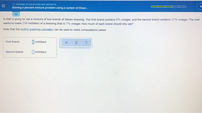 Solved O SYSTEMS OF EQUATIONS AND MATRICES Solving a percent | Chegg.com