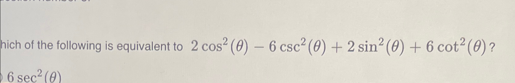 Solved hich of the following is equivalent to | Chegg.com