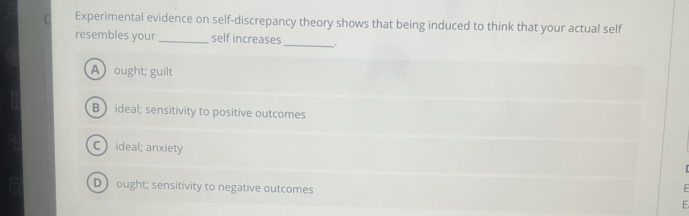 Solved Experimental evidence on self-discrepancy theory | Chegg.com