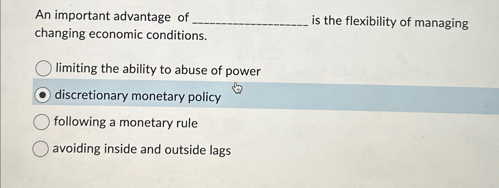 Solved An important advantage of changing economic | Chegg.com