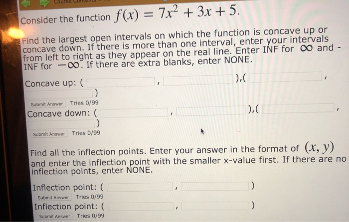 Solved f(x) = 7x2 +3x+ 5 Consider the function Find the | Chegg.com