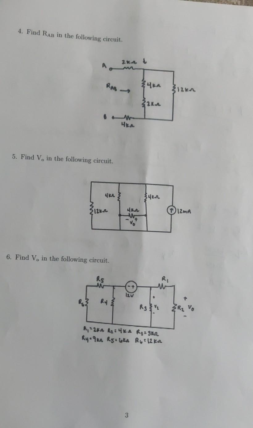 Solved 4. Find Rar in the following circuit. 2k А RAB 34ka | Chegg.com