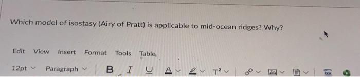 Solved Which model of isostasy (Airy of Pratt) is applicable | Chegg.com