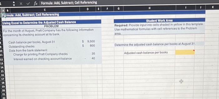 Solved xfx Formula: Add, Subtract; Cell Referencing A. B | Chegg.com